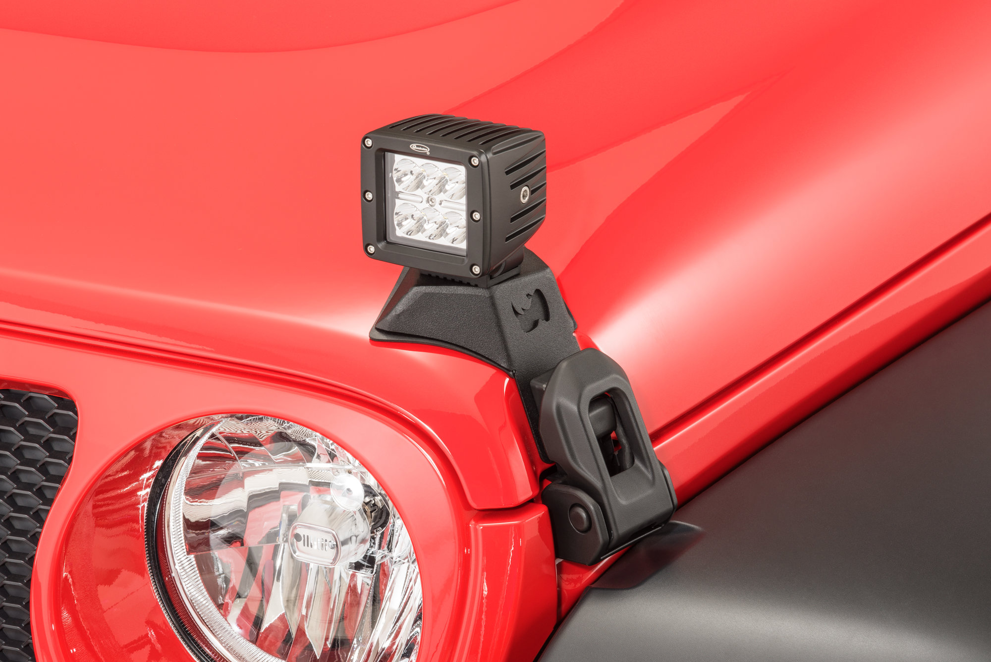 Go Rhino 730035T Hood Latch Light Mount Pods for 18 21 Jeep Wrangler JL Unlimited Gladiator JT
